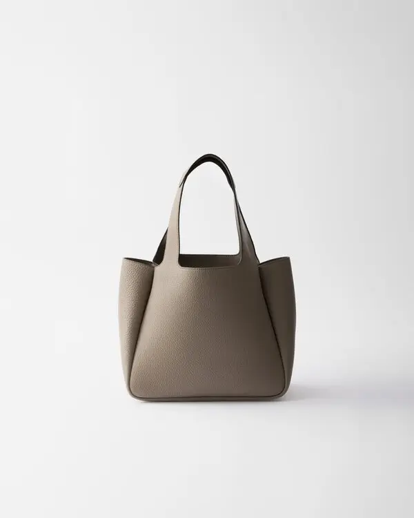 Prada Small Leather Tote Bag - Clay Gray | Editorialist